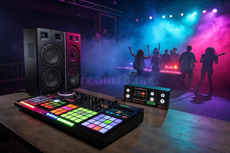 Music Production Studio Setup with Live Band Performance Stock Photo ...