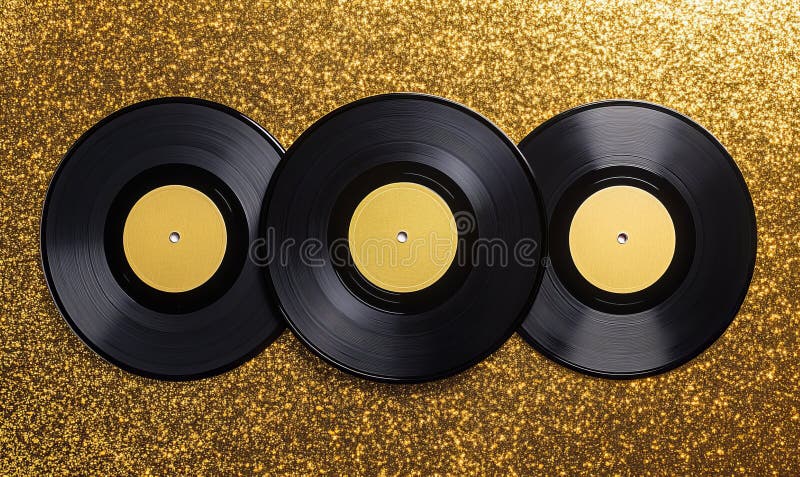 Music Record with a Gold Glitter Background from the 1940s Stock Photo ...