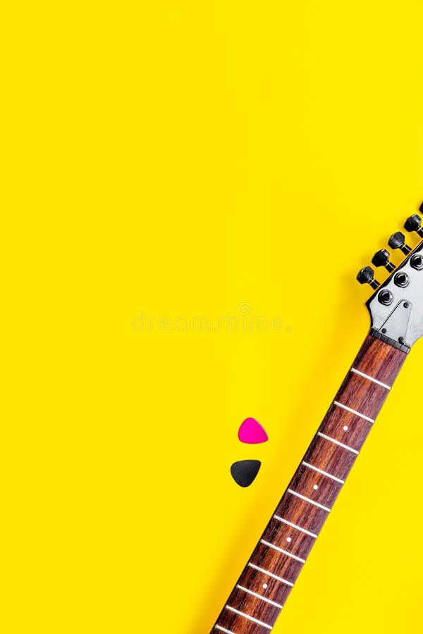 Music Record Studio with Musician and DJ Instruments Yellow Background ...
