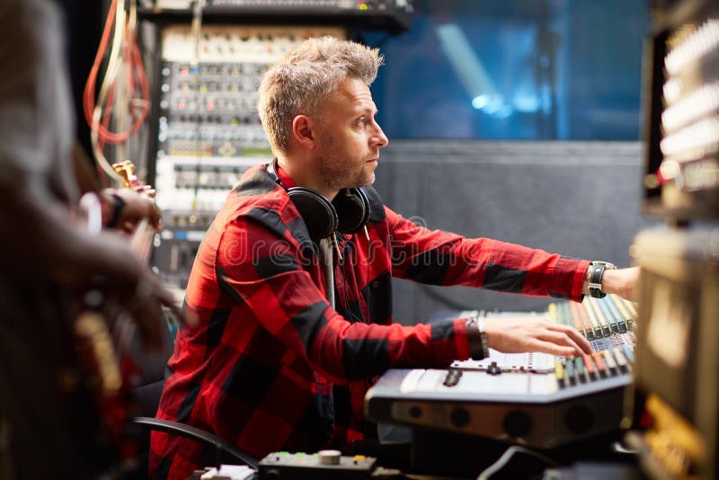 Music recording stock image. Image of young, sound, soundproducer ...