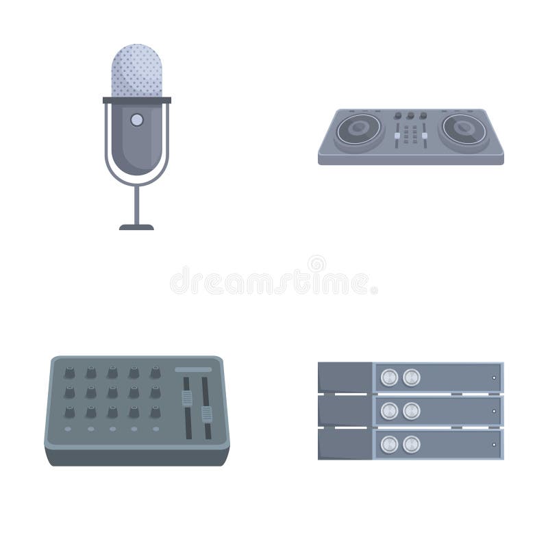 Music Recording Studio Equipment Icons Set Stock Vector - Illustration ...
