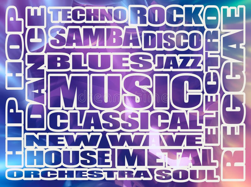 Music relative words cloud stock illustration. Illustration of concept ...