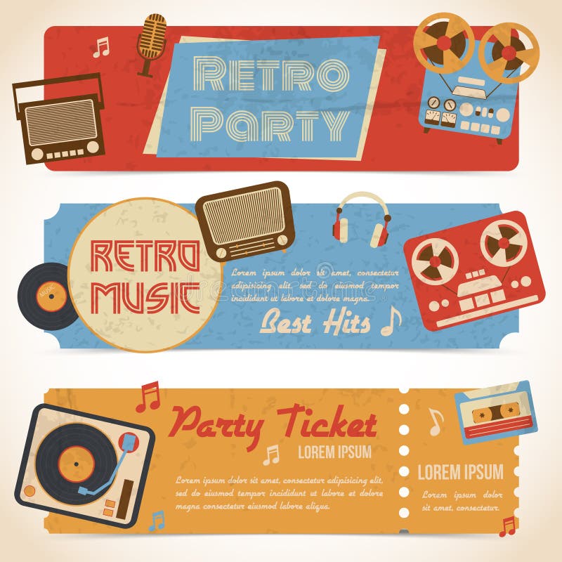 Retro Party Invitation Design Stock Vector - Illustration of flyer ...