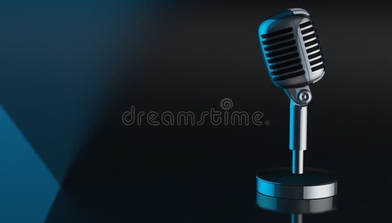 Retro Aluminium Microphone. 3d Render Editorial Photography ...