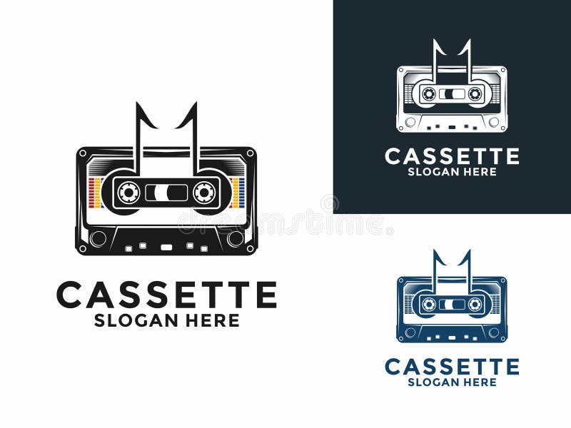Music Retro Logo Design. Cassette Tape with Music Note Combination Logo ...