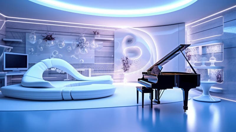 Music Room of a Beautiful Futuristic Design. AI Generated Stock ...