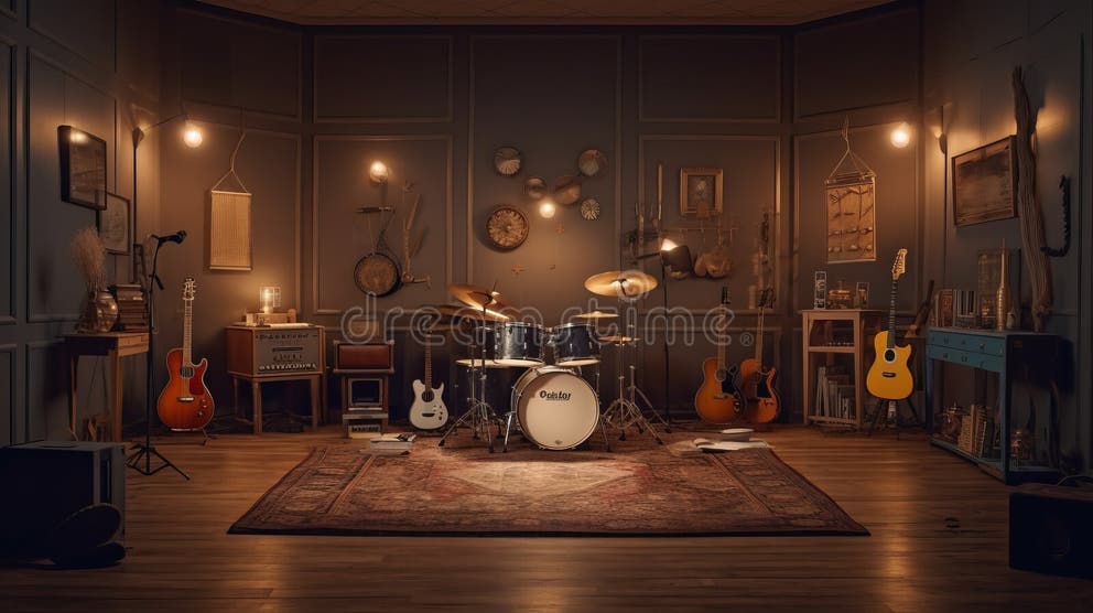 A Music Room with Instruments and a Recording Studio. Generative AI ...