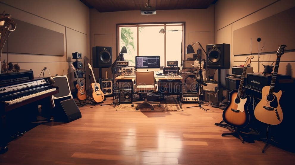 A Music Room with Instruments and a Recording Studio. Generative AI ...