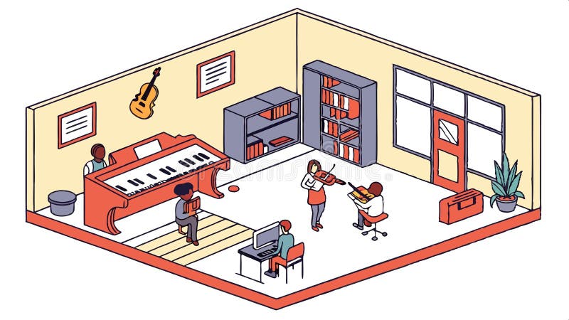 Music Room Interior, a Space for Musical Practice Vector Design ...