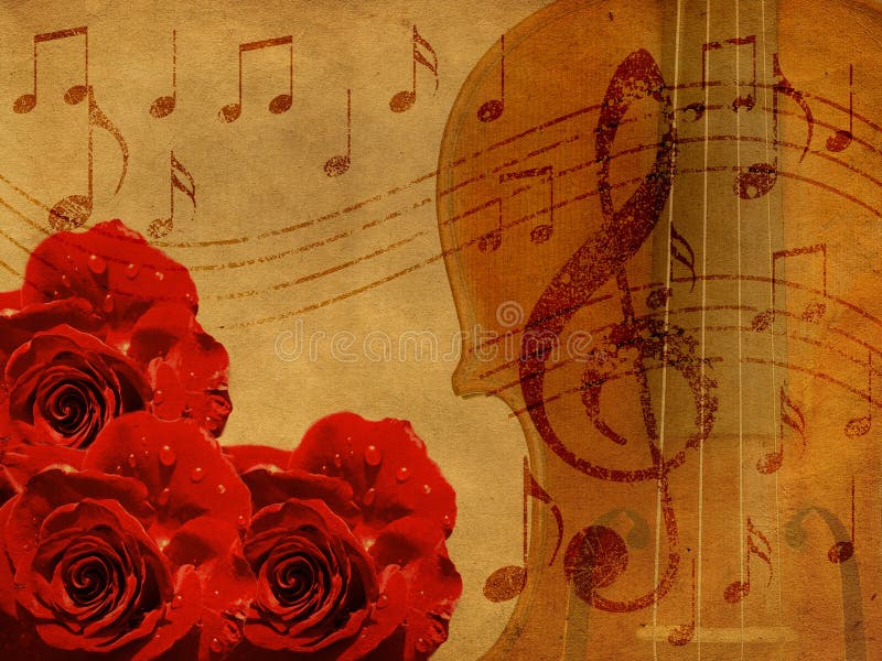 Music Roses and Piano Background Stock Illustration - Illustration of ...