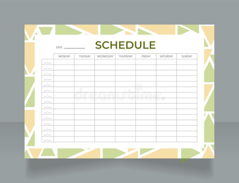 Music School Schedule Worksheet Design Template Stock Vector ...