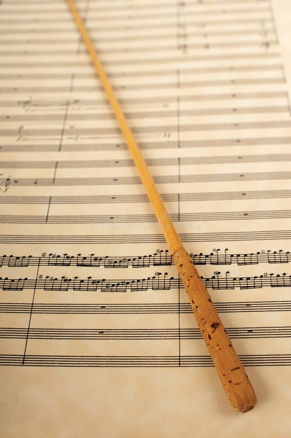 Musical Score with Conductor S Baton Stock Photo - Image of interpret ...
