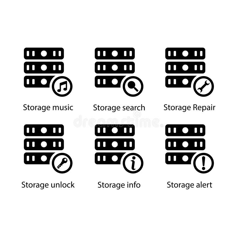 Stroage Icon Set Stock Illustrations – 1 Stroage Icon Set Stock ...
