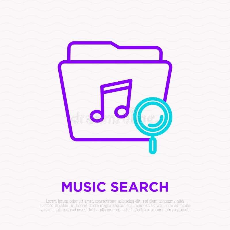 Music Search Icon: Folder with Note and Magnifier Stock Vector ...