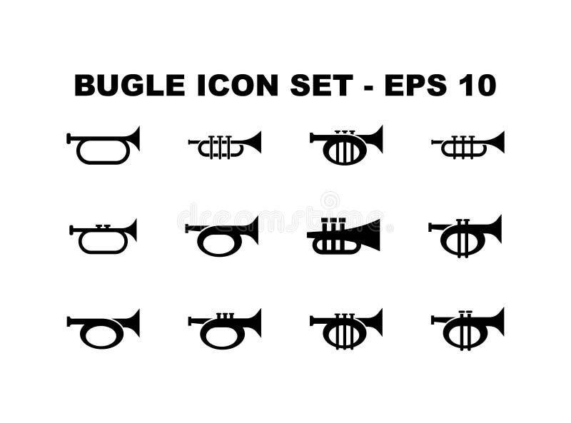 Bugle Icon Set Collection stock vector. Illustration of music - 258015537