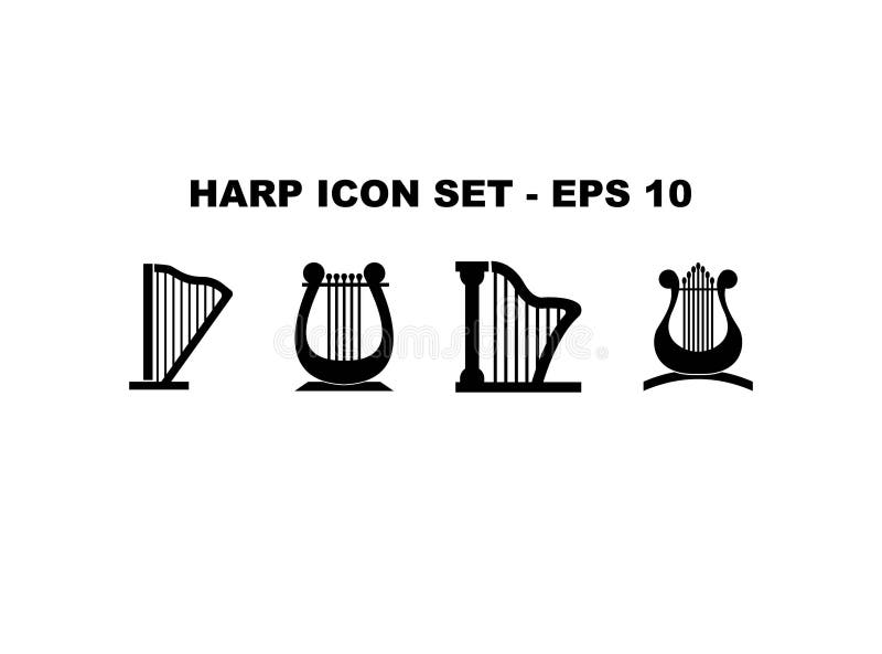 Harp Icon Set. stock vector. Illustration of melody - 258015544