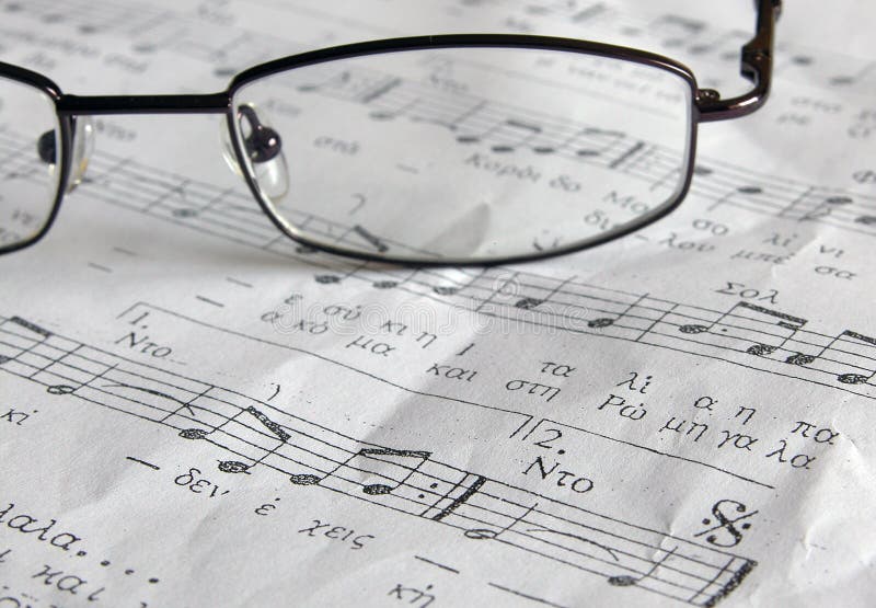 Piano Sheet Music And Glasses Stock Image - Image of collection, grand ...