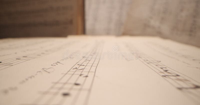 Music Sheet, Musical Notes - Close Up Shot. Tracking Macro Shot on a ...