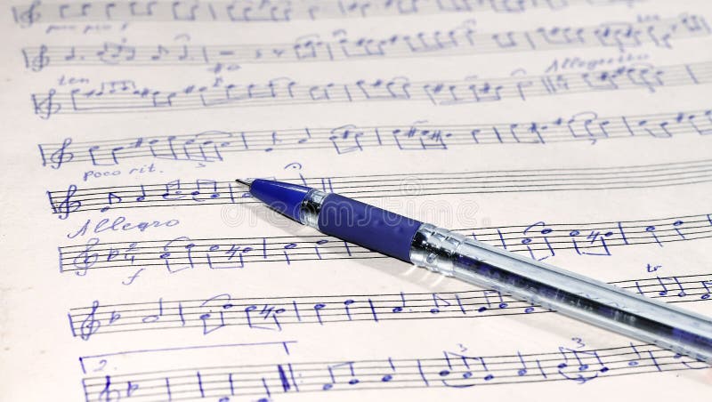 Music sheet and pen stock photo. Image of classic, paper - 85635546