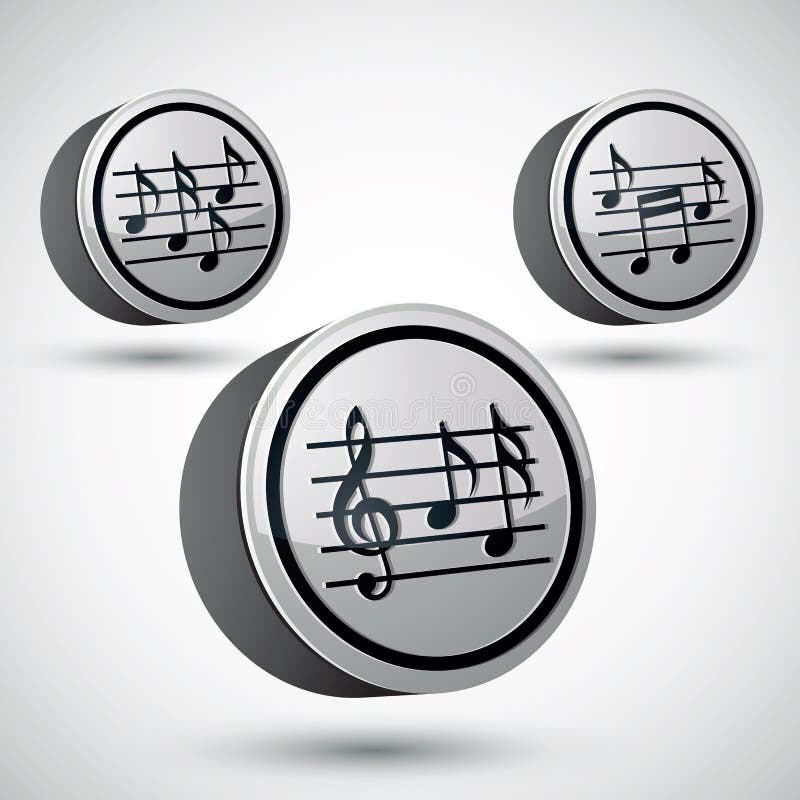 Music Sheets with G Key and Notes Vector Icons Set . Stock Vector ...