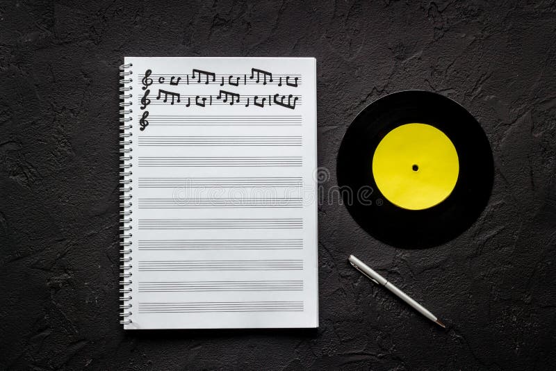 Music Sheets with Musical Notes Melody and Vinyl Record Stock Image ...