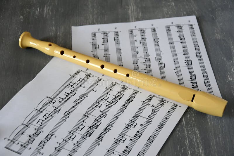 Music Sheets and a Recorder Stock Photo - Image of instrument, learn ...