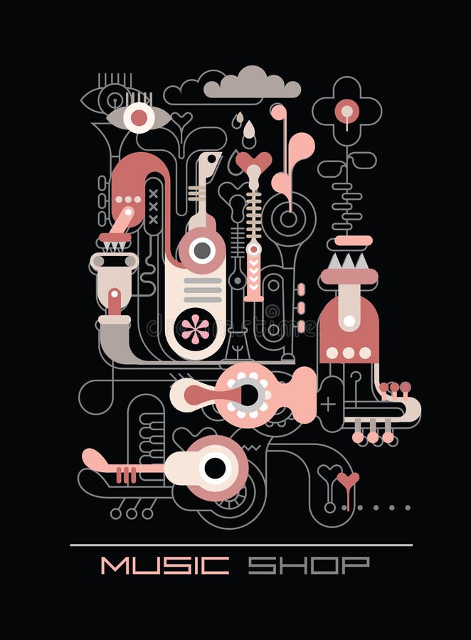 Music Shop stock vector. Illustration of sound, manufacture - 55058945