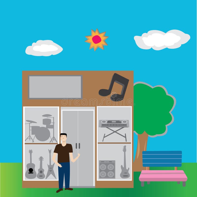 Music shop stock vector. Illustration of swing, afternoon - 3019270