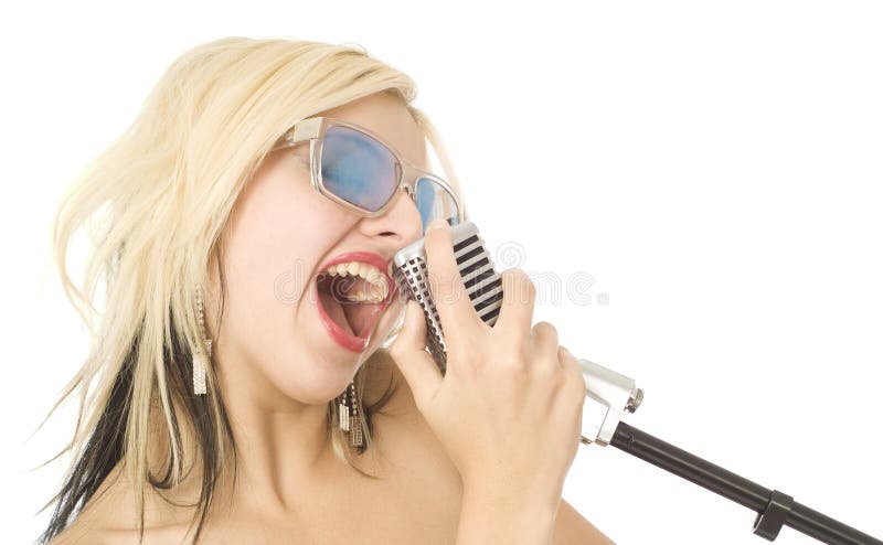 Closeup on Female Singer Mouth and Microphone Stock Image - Image of ...