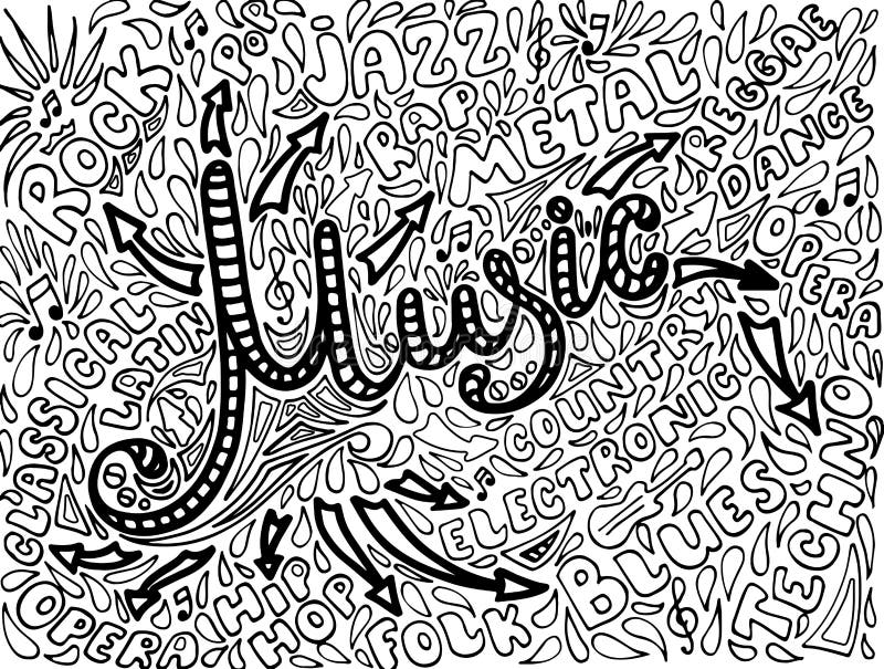 Music Sketchy Notebook Doodles. Hand-Drawn Illustration. Stock ...