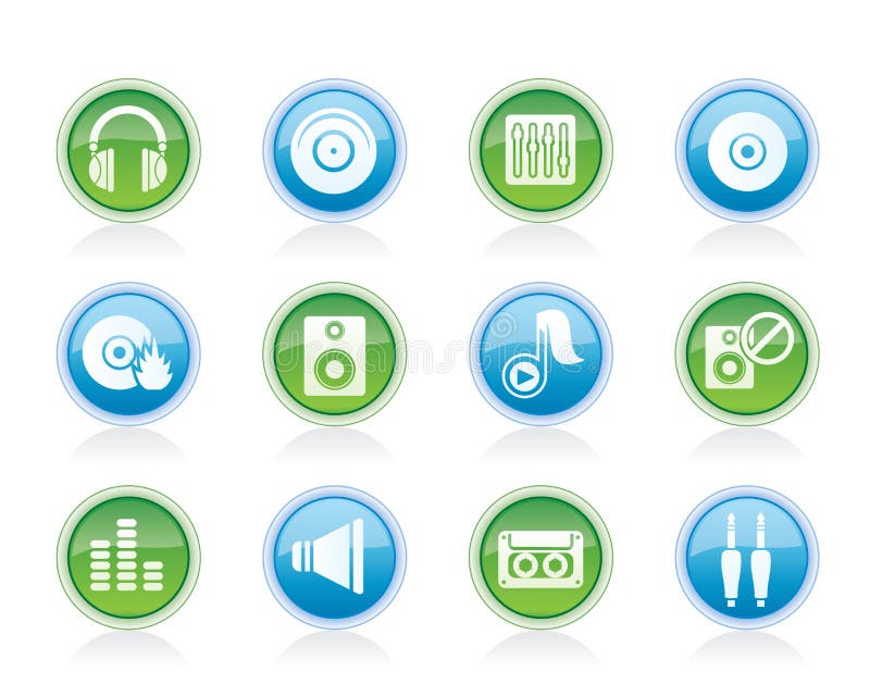 Music and sound icons stock vector. Illustration of button - 55510485