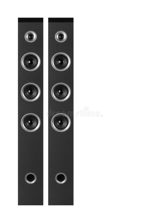 Music and Sound - Two Front View Four Line Tower Loudspeaker Enclosure ...