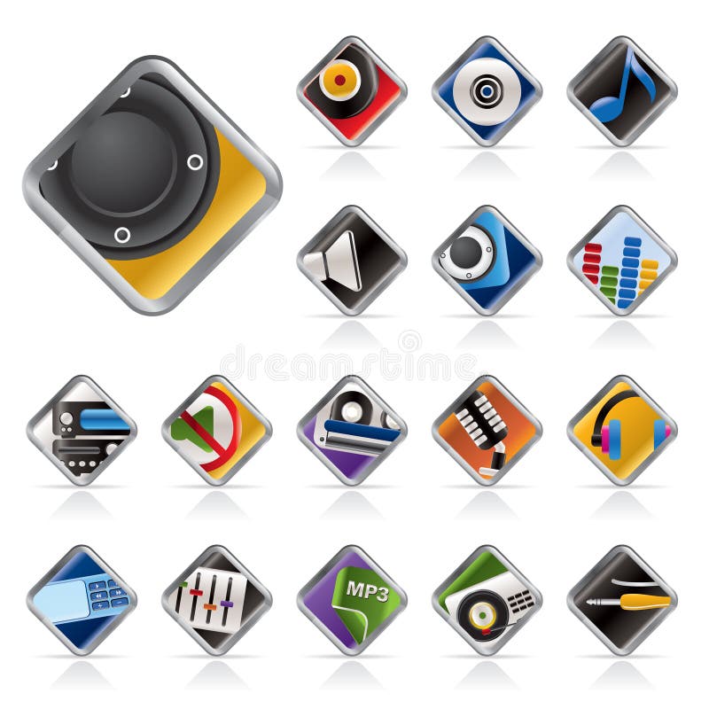 Music and sounds icons stock vector. Illustration of headgear - 11048992