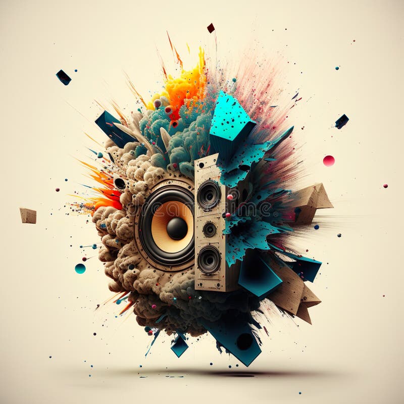 Music Speaker, Abstraction. Explosion of Colors Stock Illustration ...