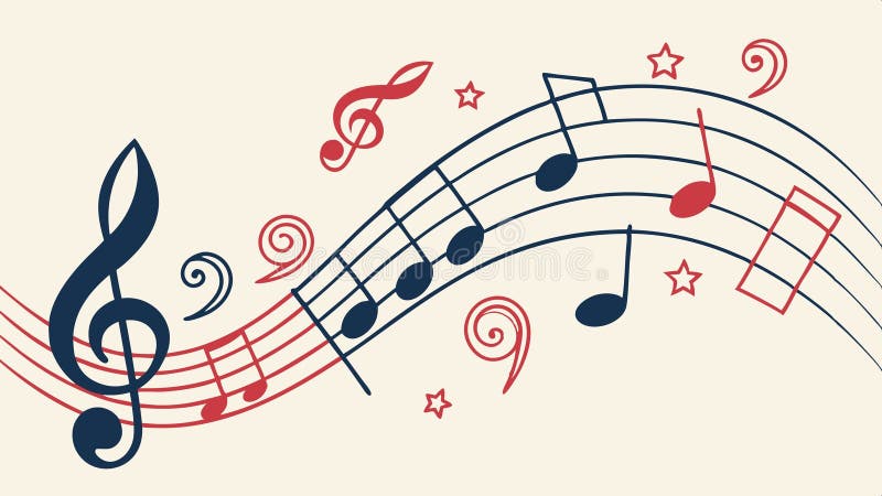 Music Staff with Abstract Circular Elements and Notes Vector Design ...
