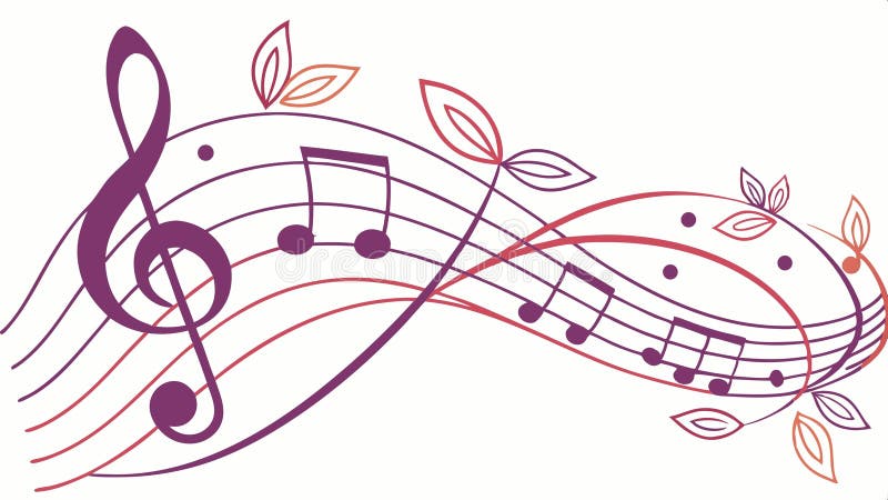 Music Staff with Abstract Waves and Floral Elements Vector Design ...