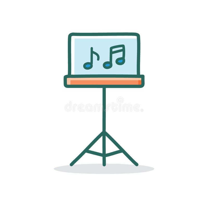 Music Stand Icon. Simple Illustration of a Music Stand with Notes ...