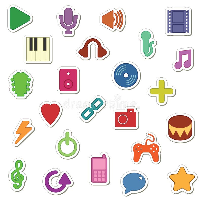 Music stickers stock vector. Illustration of reload, sticker - 9650155