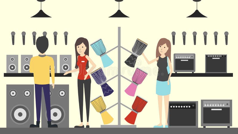 Music store interior. stock vector. Illustration of classical - 92032277