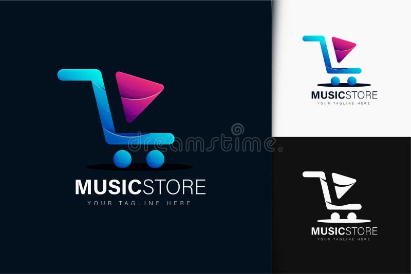 Music Store Logo Design with Gradient Stock Vector - Illustration of ...