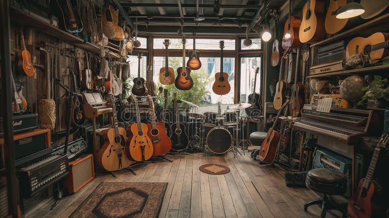 Music Store with a Wide Selection of Instruments Stock Photo - Image of ...