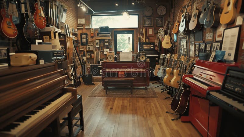 Music Store with a Wide Selection of Instruments Stock Image - Image of ...