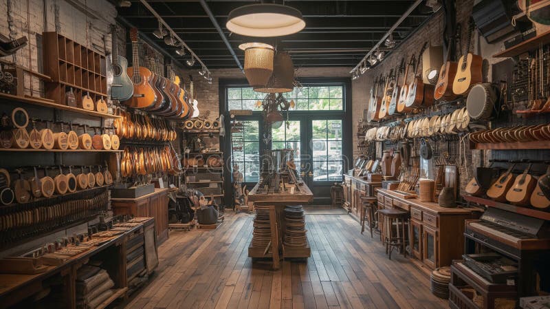 Music Store with a Wide Selection of Instruments Stock Image - Image of ...