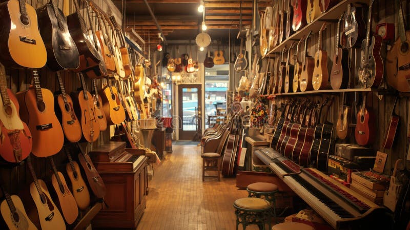 Music Store with a Wide Selection of Instruments Stock Photo - Image of ...