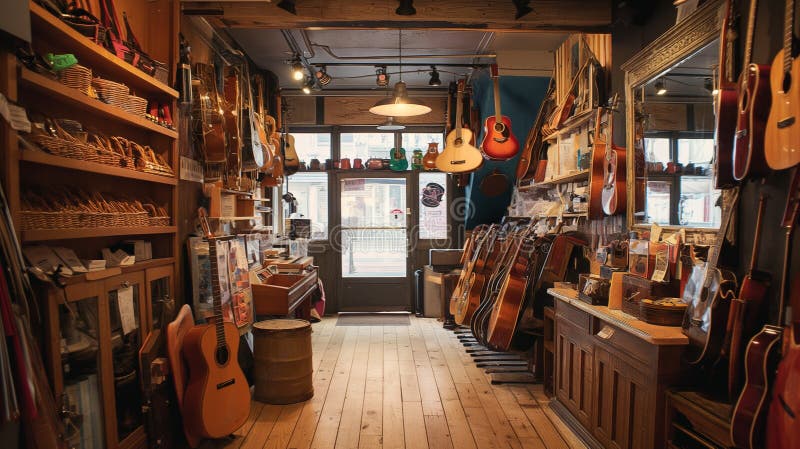 Music Store with a Wide Selection of Instruments Stock Image - Image of ...