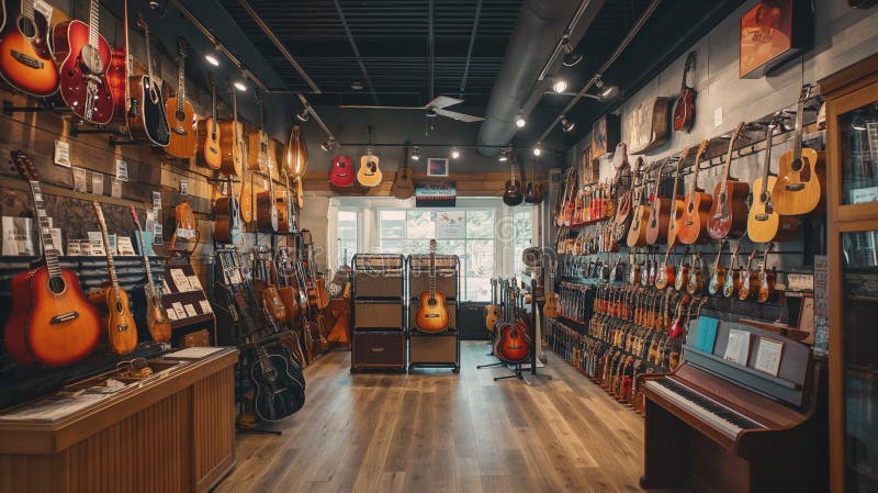 Music Store with a Wide Selection of Instruments Stock Photo - Image of ...