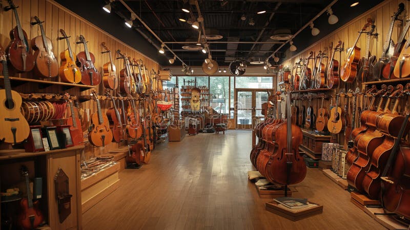 Music Store with a Wide Selection of Instruments Stock Image - Image of ...