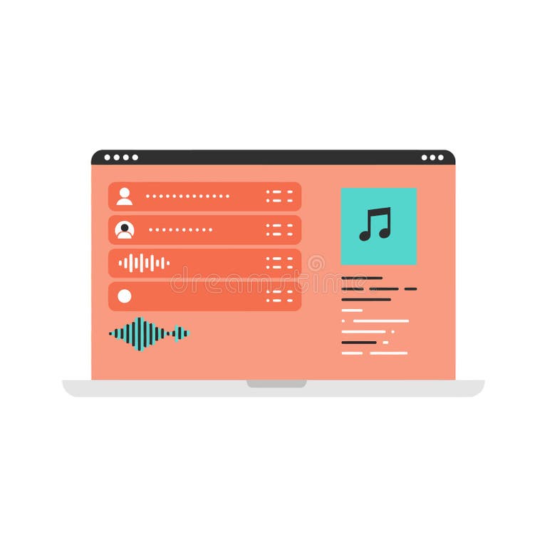 Music Streaming Interface with User Profiles and Audio Waveforms Flat ...