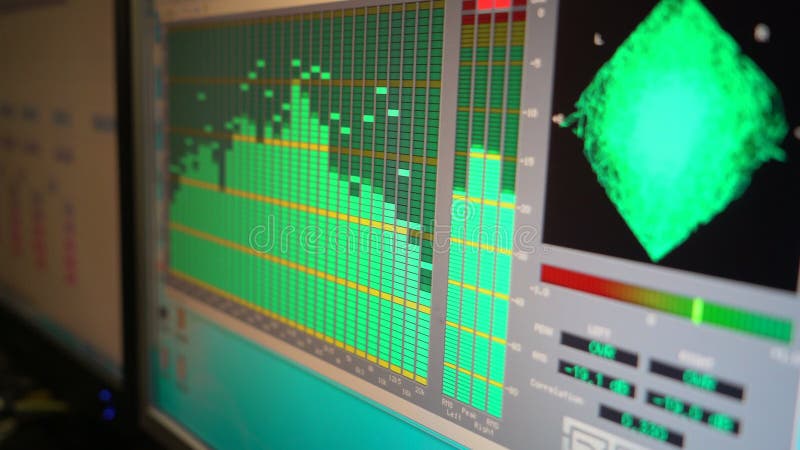 Music Studio Audio Mixer with Digital Display Showing Audio Waves ...