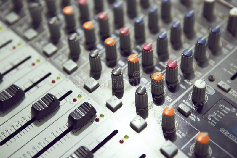 Music Studio. Buttons Equipment for Sound Mixer Control Stock Image ...